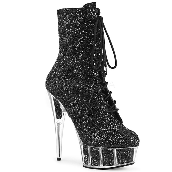 Shoes | Glitter Platform High Heel Laceup Ankle Boots | Poshmark